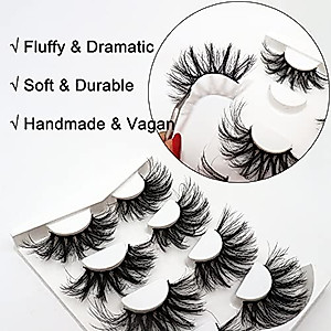 Losha 25mm Lashes Big Fluffy False Eyelashes 3D Dramatic Long Volume Faux Mink Lashes Pack 4 Pairs