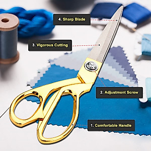Ribbon Cutting Scissors Gold Scissors Stainless Steel 10.5" Big Scissors for Ribbon Cutting Ceremony Heavy Duty Fabric Tailor Scissors for Cardboard Cutting Sewing