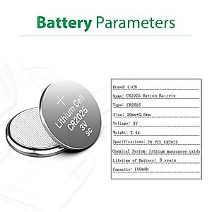 LiCB CR2025 Battery,CR2025 Lithium Batteries,3 Volt Coin & Button Cell (20-Pack)