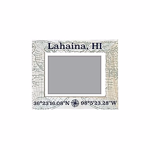 R and R Imports Lahaina Hawaii Souvenir Wooden Photo Frame Compass Coordinates Design Matted to 4 x 6