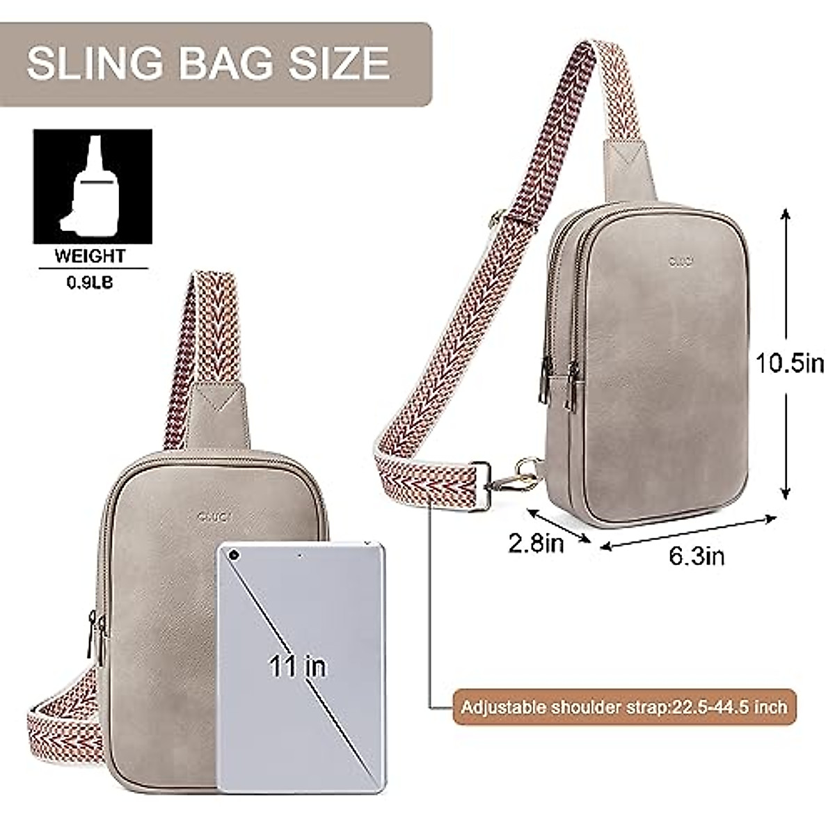 CLUCI Crossbody Bags for Women Sling Bag for Women Men Leather Large Cross Body Bag for Woman Sling Backpack Crossbody Backpack for Travel Hiking Outing