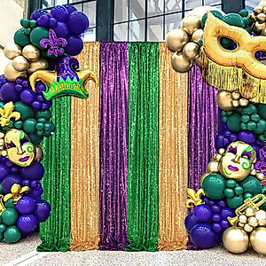 SoarDream Purple Sequin Backdrop 2 Pieces 2ftx8ft Wedding Glitter Curtain Backdrop Arch Fabric Drapes for Baby Shower Birthday Party Decoration