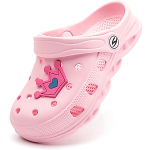 HOBIBEAR Girls Classic Graphic Toddler Garden Clogs Slip on Water Shoes (Pink-Size 1.5-2 Infant)