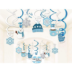 Christmas Snowman,Snowflake,Winter,Snow Frozen Hanging Swirl Decorations for Festival,Party,Together,Celling,Classroom,Home,Office,Bedroom(30Ct)