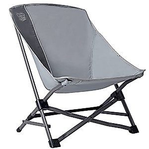 TIMBER RIDGE Lightweight Folding Camping Chair for Adults, Stable Low Seat Beach Chairs with Carry Bag, Portable High Back Chair for Outdoor Camp Sand Lawn Concert Travel Picnic, Supports 300Lbs Grey