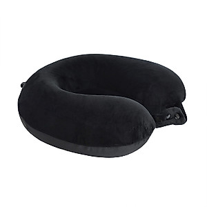 Makimoo Travel Neck Pillow, Top Memory Foam Pillow for Head Support, Ideal for Airplanes, Cars, and Home Recliners, Adjustable and Soft (Black)
