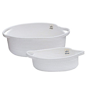 ICEBLUE HD White Mini Storage Basket 100% Natural Cotton Rope Storage Boxes Toy Bins Childrens Room Decor