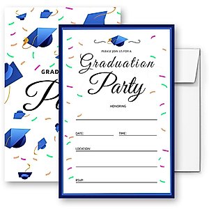 LoaHak Graduation invitations blue with envelopes Grad Celebration Announcement Cards 20 Pack (003) (GRAD(077))