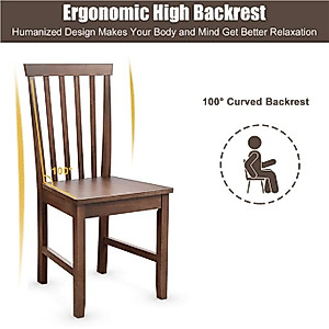 ERGOMASTER Dining Chairs Set of 4 Slat Back Walnut Wood Restaurant Chairs Traditional Side Chairs
