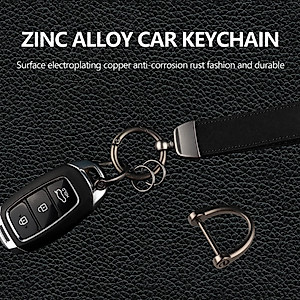 Fehlot Suede Car Key Chain, with Anti Loss D-ring, Two Key Rings and Screwdriver-Rotate 360 Degrees,Car Key Holder for Men & Women (Black)