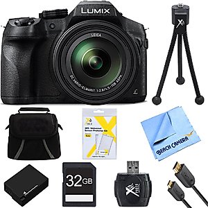 Panasonic DMC-FZ300K LUMIX FZ300 4K 24X F2.8 Long Zoom Digital Camera Deluxe Bundle includes DMC-FZ300K LUMIX FZ300 4K Digital Camera, Bag, 32GB Memory Card, Battery, Beach Camera Microfiber Cloth, 6 Foot HDMI Cable, Card Reader, Mini Tripod and Screen Pr