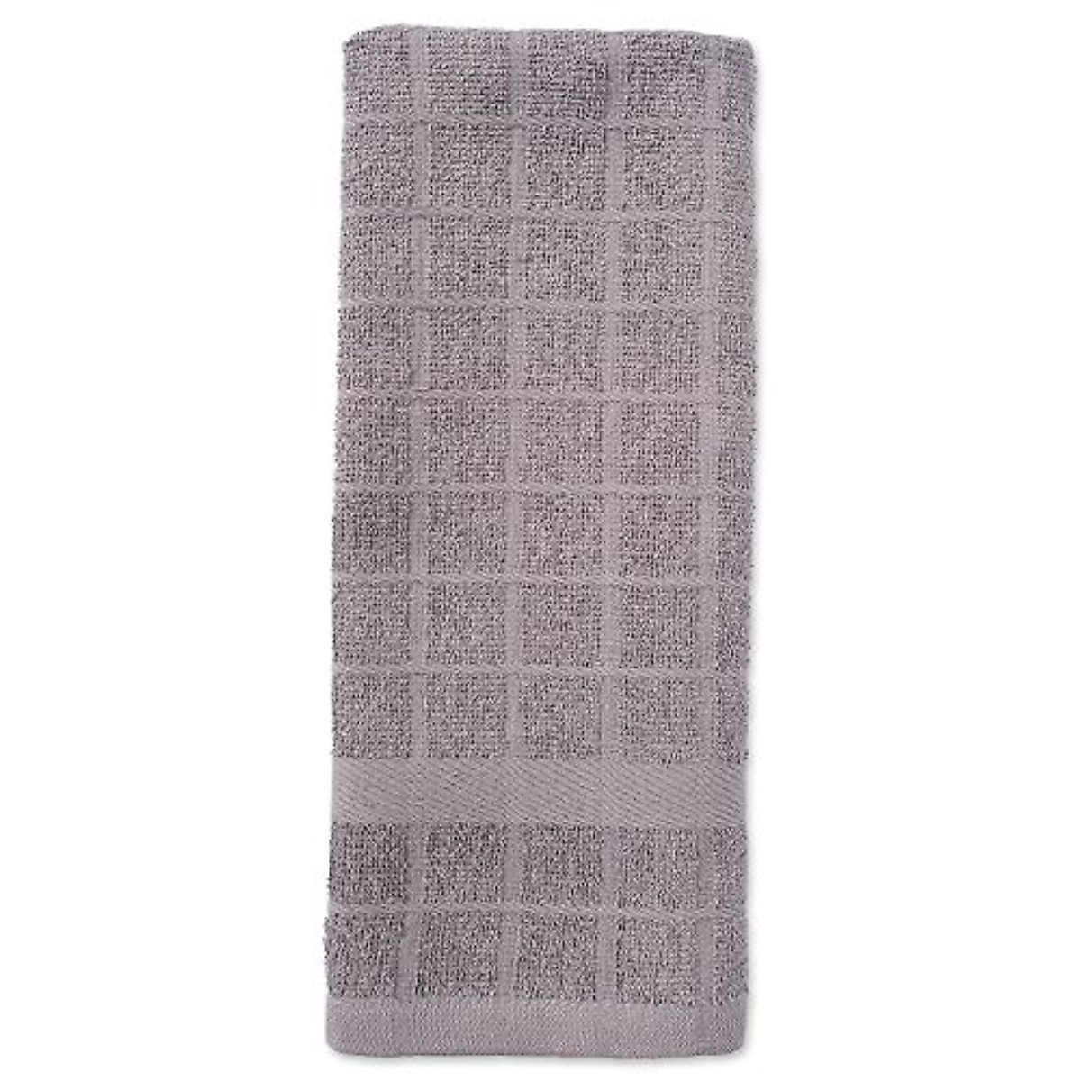 DII Basic Terry Collection Windowpane Dishtowel Set, 16x26, GraySolid, 4 Piece