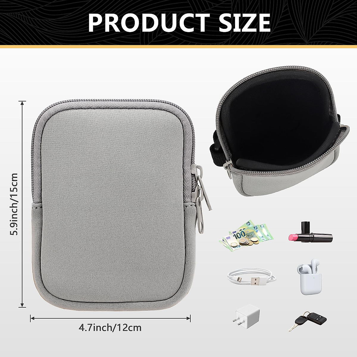 YR Water Bottle Pouch for Stanley Quencher Adventure 40oz & 30oz Tumbler, Gym Water Bottle Pouch for Stanley Cup 40oz with Handle, Water Bottle Pouch for Stanley Tumbler (Gray)