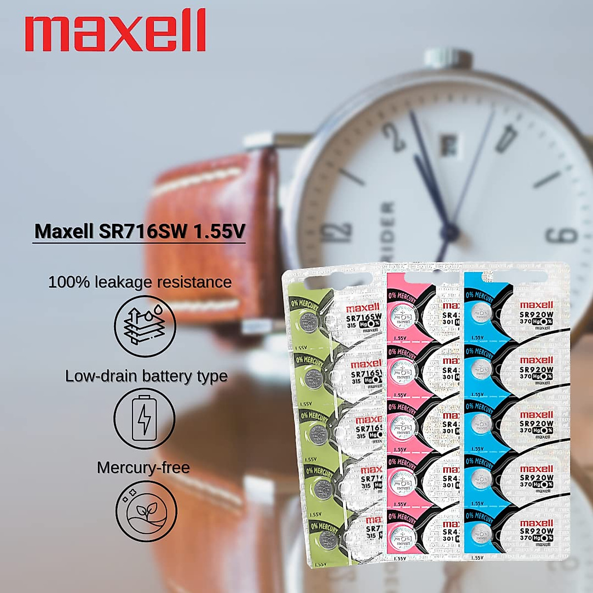 Maxell Watch Battery Button Cell SR716SW 315 Pack of 5 Batteries