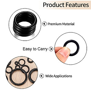 O Ring Assortment Kit, 360 Pcs Rubber Washer Orings, 24 Sizes Pressure Washer O Ring Kit for Faucet, Hose, Automotive, Air Gas Plumbing Sealing Repair O Rings, Black
