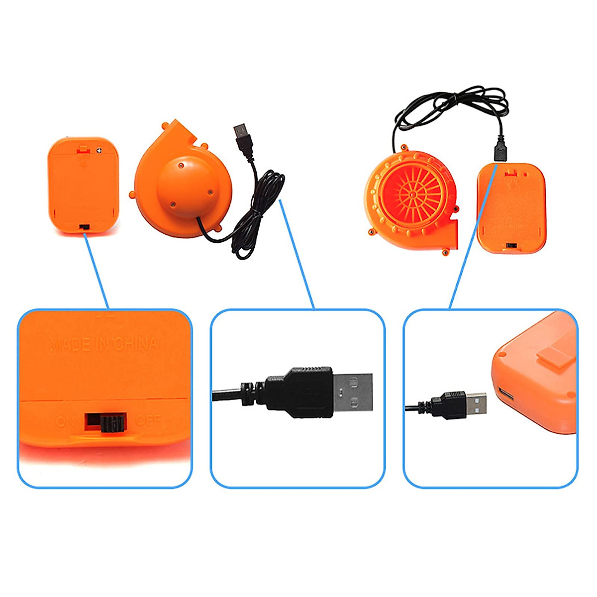 Bnikion Mini Blower Fan for Dinosaur Costume Inflatable Game Clothing Suits Halloween Cosplay Party Supplies, Orange