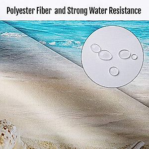 Britimes 4 Piece Shower Curtain Sets, with 12 Hooks, Coastal Sea Seashell Landscape with Non-Slip Rugs, Toilet Lid Cover and Bath Mat, Durable and Waterproof, for Bathroom Decor Set, 72" x 72"