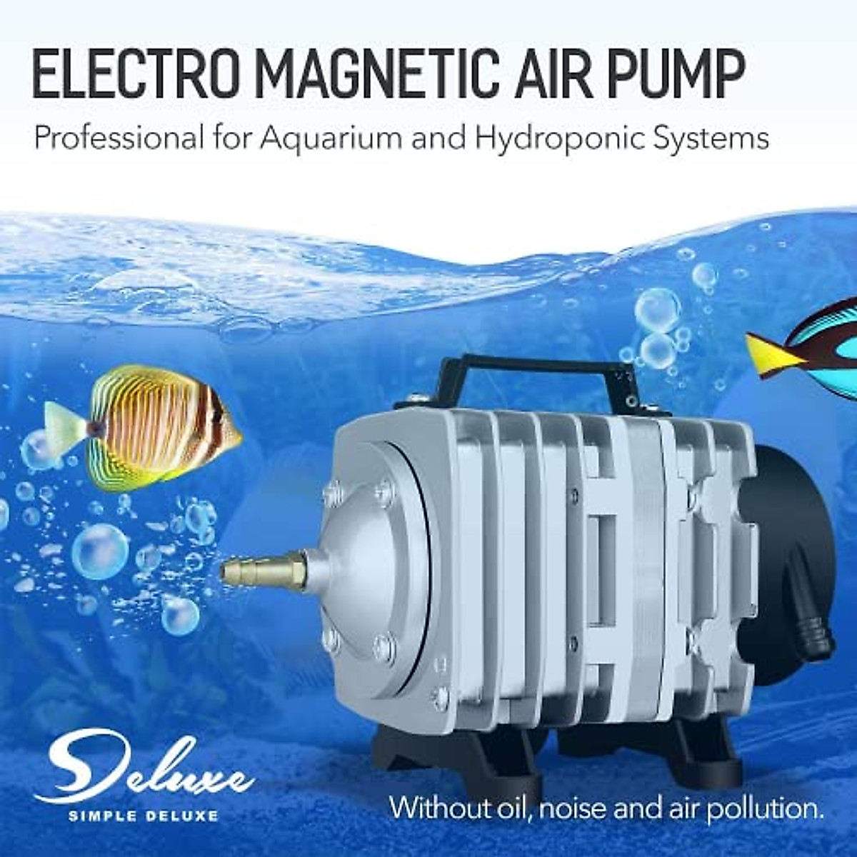 Simple Deluxe Commercial Air Pump 1030GPH, 35W, 65L/min 6 Outlet for Aquarium and Hydroponic Systems, Silver