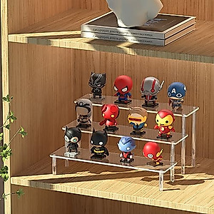 Aredpoook Acrylic Display Risers, 3 Tier Perfume Organizer Stand, Clear Cupcake Stand Holder, Large Shelf Risers for Figures, Dessert Shelves for Party, Riser Stand for Decoration and Organizer