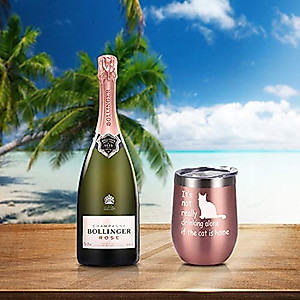 GINGPROUS Cat Lover Gifts for Women, It's not Really Drinking Alone if the Cat is Home Wine Tumbler, Funny Birthday Gifts for Women Cat Mom Cat Lover Cat Lady