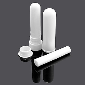 50 Pcs, White Essential Oil Aromatherapy Blank Nasal Inhaler Tubes(Including 50 unscented Wicks +3 Polyethylene Pipette Droppers)