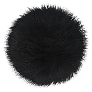 Sibba Faux Fur Fuzzy Area Rug Chair Pad Protectors 30 cm Black Small Round Cover Pillow Cushion Carpet Mat Desk Sofa Seat Couch for Living Room Kids Bedroom Home Decor Photographing Background Craft