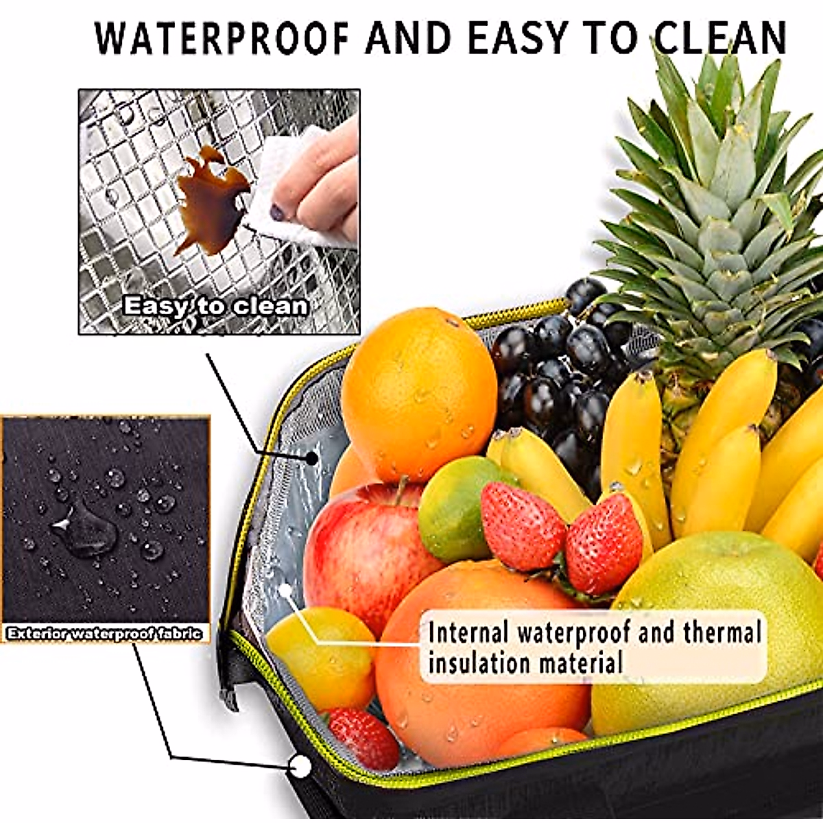 Lunch Bag Insulated Lunch Box Wide-Open Lunch Tote Bag Portable Small Cooler bag for College Work Picnic Hiking Beach Fishing