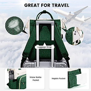 LOVEVOOK Laptop Backpack Purse for Women, Fashion Work Travel Bags, Business Computer Backpacks, Doctor Nurse Backpack with USB Port, fits 15.6-Inch Laptop, Beige-Dark Green