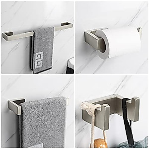 NearMoon 4 Pieces Bathroom Hardware Accessories Set 304 Stainless Steel- 24" Towel Rod+ Hand Towel Holder+ Toilet Paper Holder+ Robe Towel Hook Wall Mounted Modern Bath Towel Bar Set (Brushed Nickel)