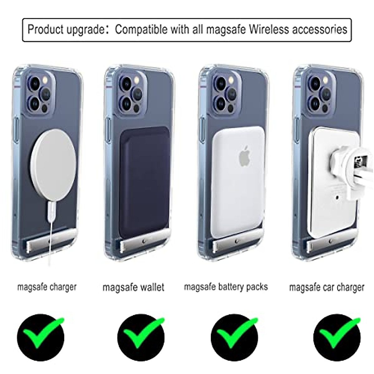 chitri Compatible for iPhone 12 Pro Max Case, [Compatible with Magsafe Wallet] [Three-Way Stand Magnetic Case] Compatible with MagSafe Charger Transparent Hard PC Back Slim Shockproof Protective Case