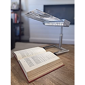 daylight24 202055-15 Table Top Full Page Magnifier Lamp, Silver Booklights