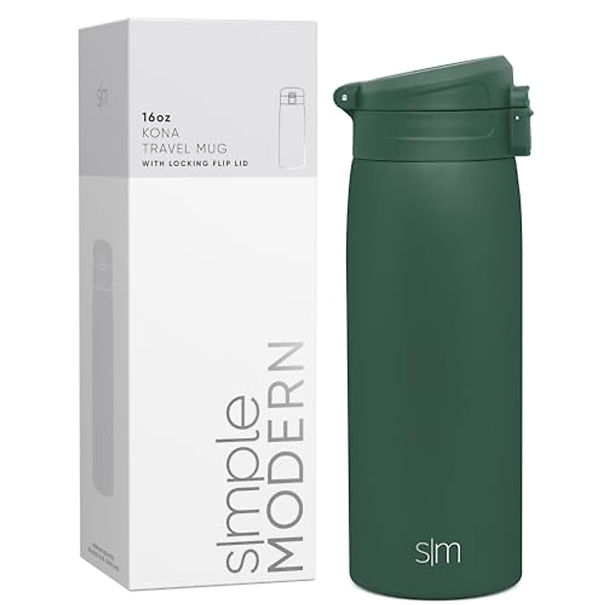 Simple Modern Insulated Thermos Travel Coffee Mug with Snap Flip Lid | Leakproof Reusable Stainless Steel Tumbler Cup | Gifts for Women Men Him Her | Kona Collection | 16oz | Forest