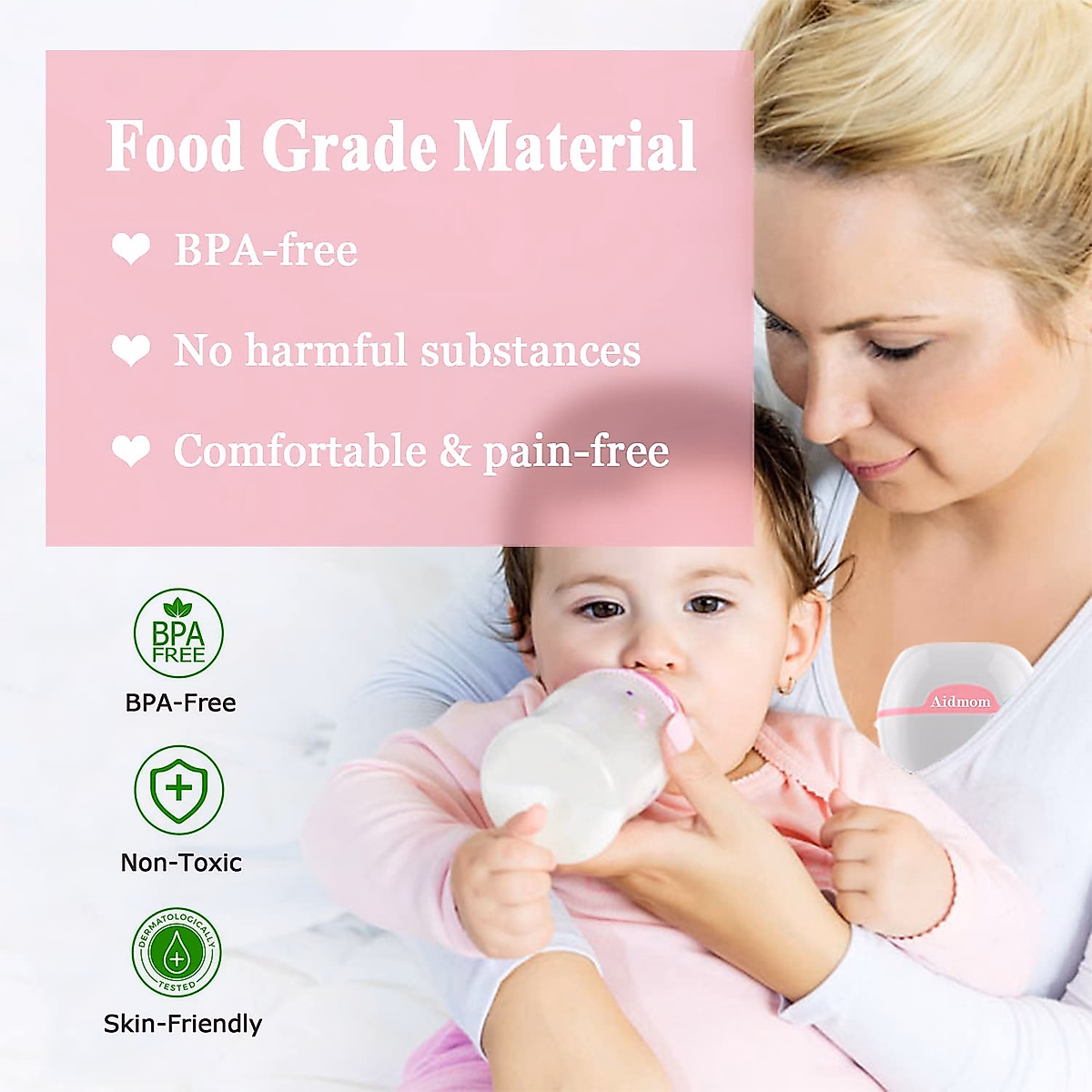 Aidmom Breast Pump S12 Pro Wearable Breastfeeding Pump with Soft Double-Sealed Flange and 3 Modes & 9 Levels, Wireless Electric Breast Pump Milk Extractor with Smart Display & Memory Function