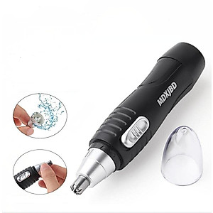 Nose Hair Trimmer for Men Women, Painless Ear and Nose Hair Trimmer Clipper, Double-Edge Stainless Steel Blades Facial Hair Trimmer for Men Easy Cleansing and Waterproof(Black)