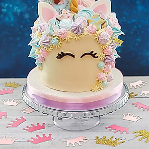 300 Pieces Crown Confetti Glittery Prince King Crown Confetti Baby Shower Crown Confetti for Baby Girl Birthday Party Decorations (Pink Gold, Pink Tone)