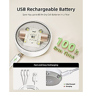 EZVALO Puck Lights with Remote Control, Rechargeable LED Battery Operated, Wireless, Group Control, Dimmable Under Cabinet/ Counter Lighting Closet Light (6 Pack)