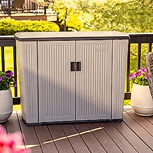 Suncast Backyard Oasis Outdoor Storage Unit, 130 Gallons, Peppercorn