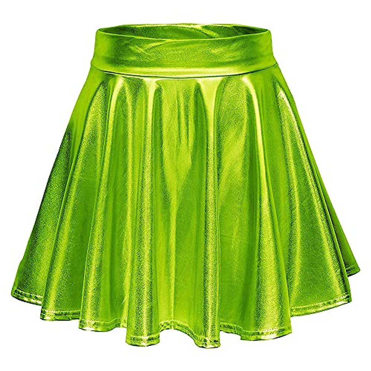 SFBBCLOZ Metallic Top Metallic Skirt Set 2 Piece Outfits for Women Holographic Outfit Women Club Outfits for Women Rave Outfits for Women Latex Skirt Clubwear Beachwear (Green, L)