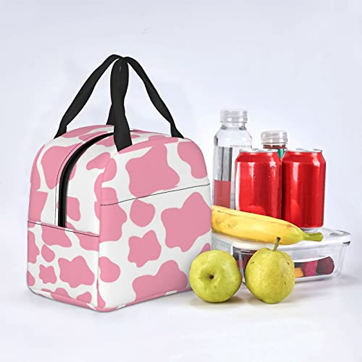 Insulated Lunch Bag With 2pcs Coasters, Reusable Cooler Lunch Box For Women, Cute Lunch Tote Bag for Picnic Office Work, Cow Gifts