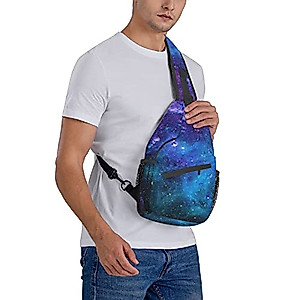 SURERUIM Blue Galaxy Sling Bag Crossbody Shoulder Backpack Outer Space Galaxy Stars in Space Celestial Astronomic Planets in The Universe Chest Bag Nebula Print Travel Hiking Daypack for Men Women