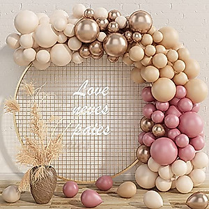 Blush Nude and Pink Balloon Garland Kit, Dusty Pink Balloons Garland with Apricot White Champaign Gold Balloons, Party Balloons Decorations for Bridal Shower, Wedding, Birthday, Baby Shower Party
