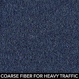 mDesign Non-Slip Rectangular Coir and Rubber Entryway Welcome Doormat with Natural Fibers for Indoor or Outdoor Use - Decorative Script Design - Navy Blue/Natural/Beige