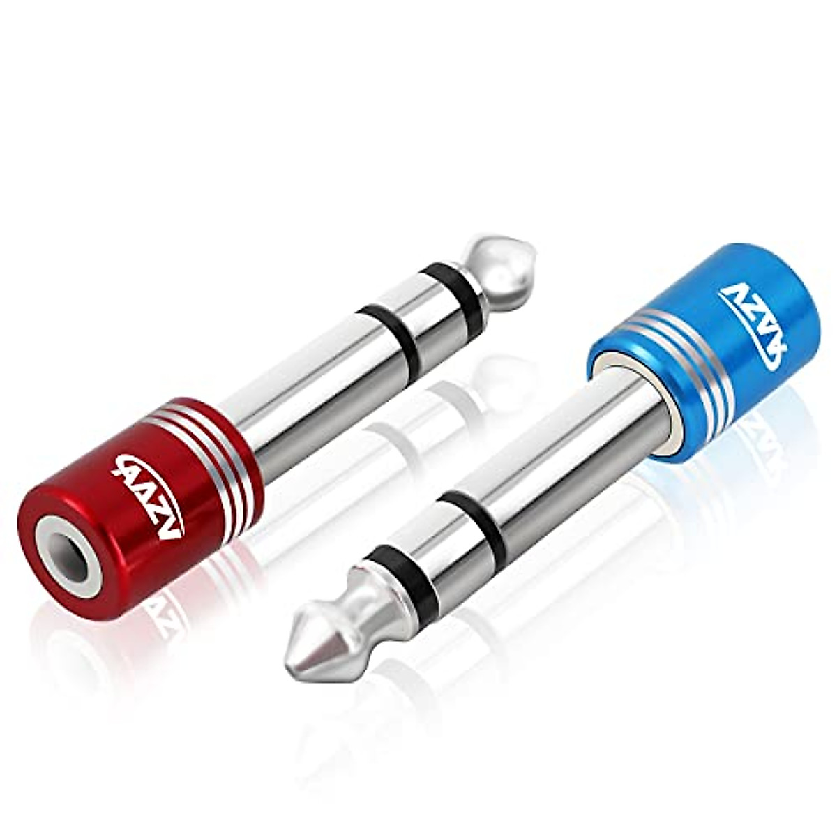 AAZV 6.35mm 1/4 Male to 3.5mm 1/8 Female Stereo Headphone Adapter Audio Jack Adapter for Aux Cable, Guitar Amplifier, Headphone, 2 Pack