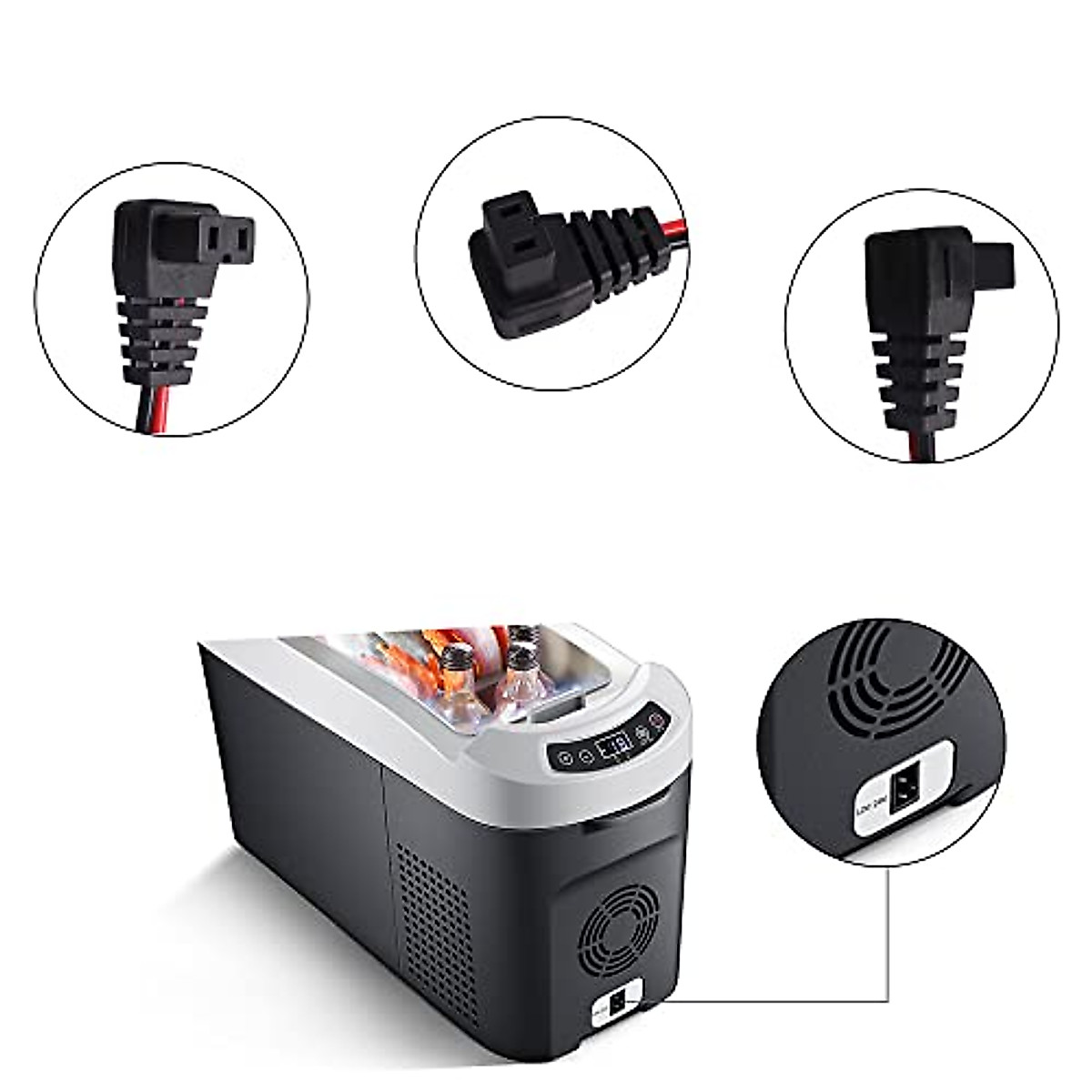 PNGKNYOCN 12V Car Refrigerator DC Power Cable，16AWG O Ring Terminal to Portable Car Coole Lead Cable Built in 15A Fuse for Portable Car Refrigerator Fridge（3M/10FT）