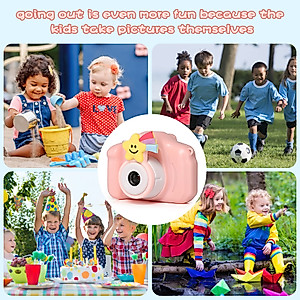 Kids Camera, Christmas Birthday Gifts for Boys Age 3-9, HD Digital Video Cameras for Toddler, Portable Toy for 3 4 5 6 7 8 Year Old Boy with 32GB SD Card(Pink)