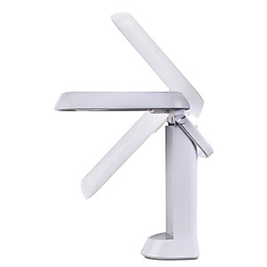OttLite Folding Task Lamp, White – Multi-Position Shade, Fold-Up Design, Portable Handle, Low Heat & Low Glare Illumination, Fits on Desks & Workstations