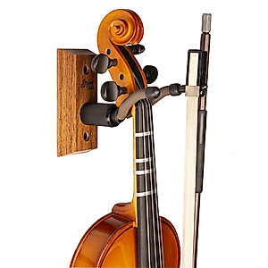 String Swing Hardwood Home & Studio Violin Hanger Wall Mount - for Small Violins and Violas - Black Walnut