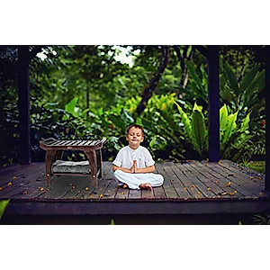 DecoTeak Tranquility Shower Bench Teak Wood Shower Stool with Storage Shelf 24" Wide Eastern Style 300 Pound Weight Capacity Shower Bench in Woodland Brown Finish