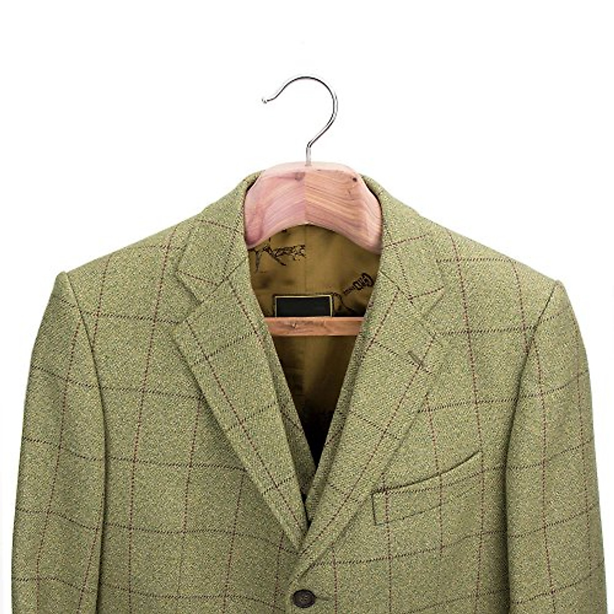 HANGERWORLD 19.7 inch Luxury Strong Cedar Wood Clothes Coat Garment Hanger with Non Slip Trouser Skirt Bar