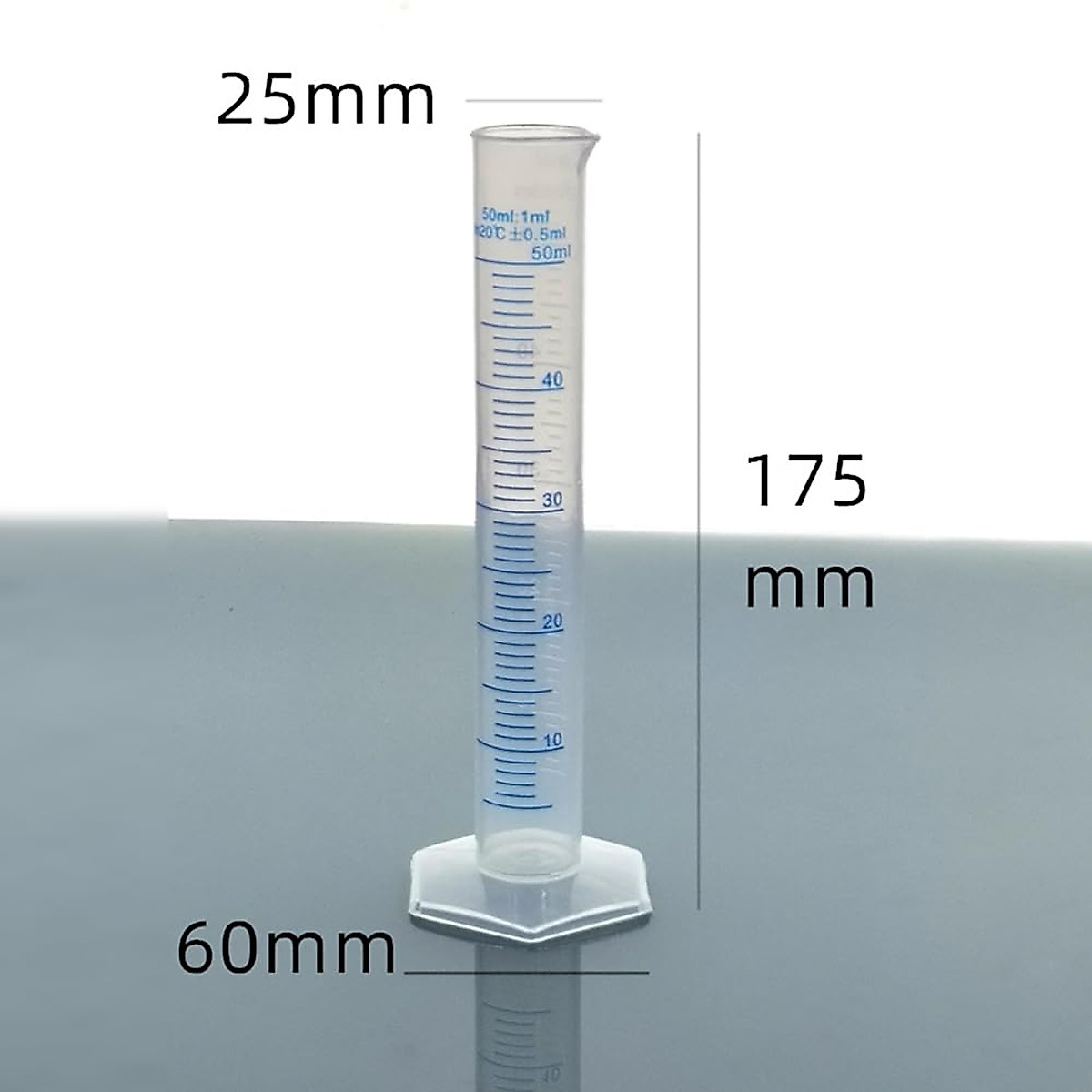 2 Pcs Plastic Measuring Graduated Cylinders Transparent Graduated Cylinder Beaker Lab Test Tube Liquid Measuring Tool with 2 Sided Marking 50 ml